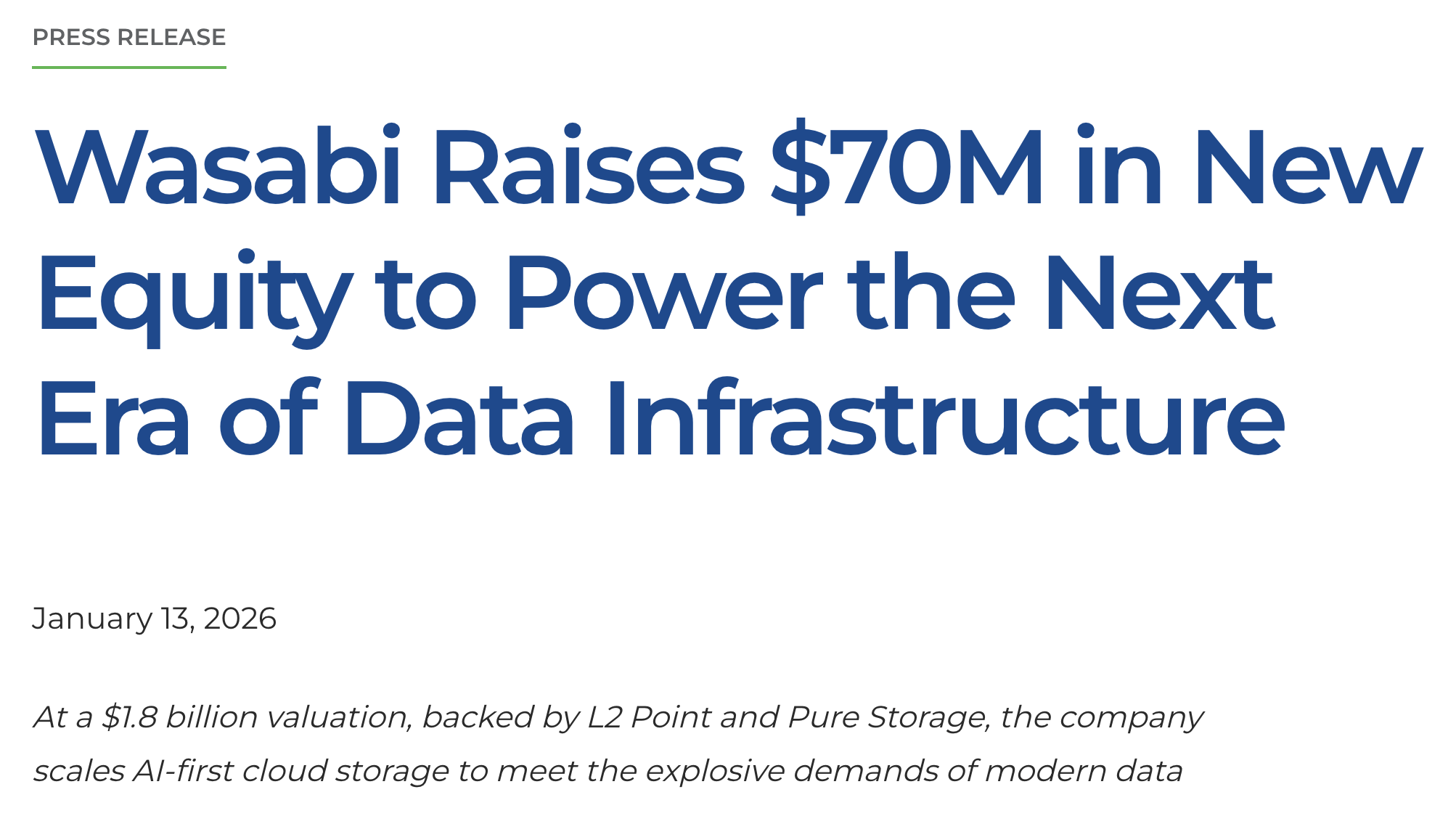 Wasabi (cloud) raises $70M for more servers at $1.8B valuation - MGMT ...